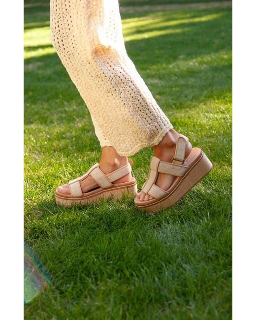 Chinese Laundry Swell Raffia Platform Wedge Sandal in Metallic | Lyst