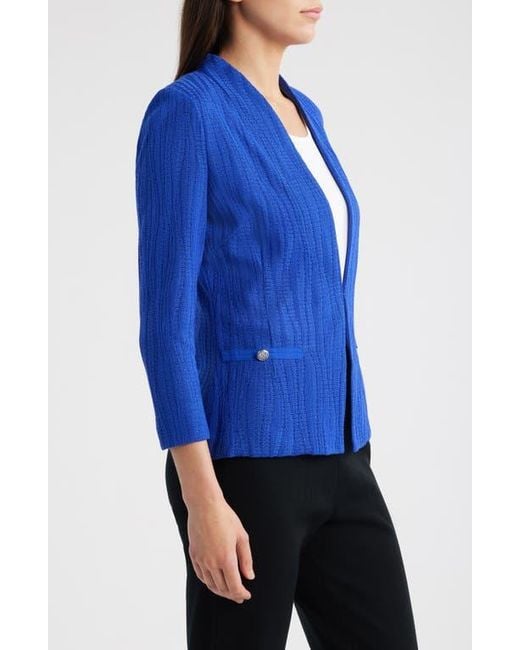Ming Wang Tailored Fit Textured Wave Knit Jacket in Blue | Lyst