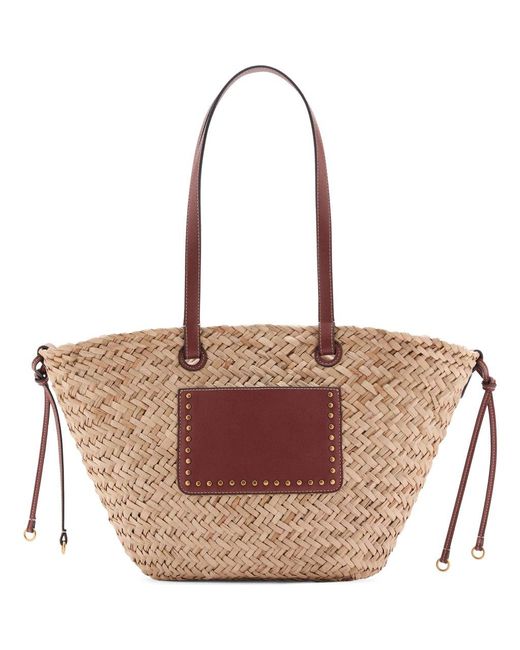 Mango Large Straw Shoulder Bag in Brown | Lyst
