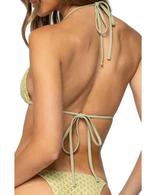 Edikted Anna Textured Triangle Bikini Top in Brown | Lyst