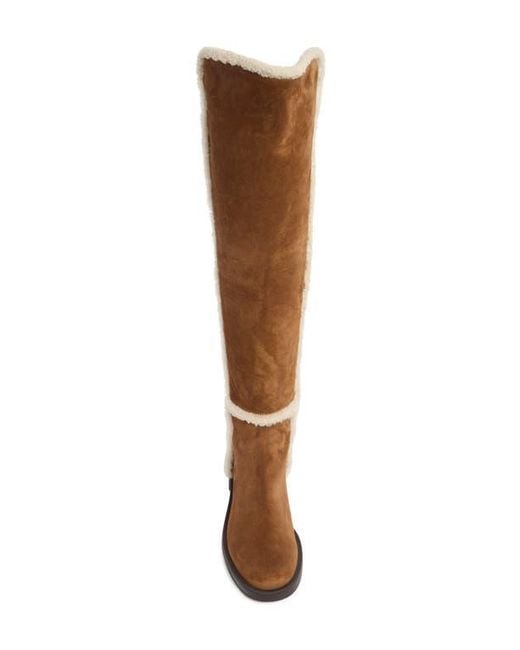 Stuart Weitzman Bold Genuine Shearling Over The Knee Boot in Brown | Lyst