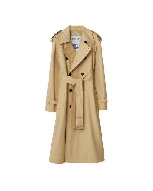 Burberry Long Gabardine Trench Coat in Natural | Lyst