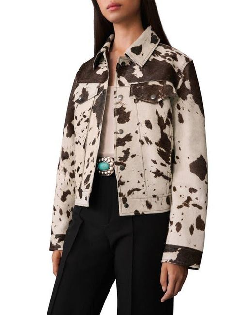 Mango Genuine Calf Hair Jacket in Black | Lyst