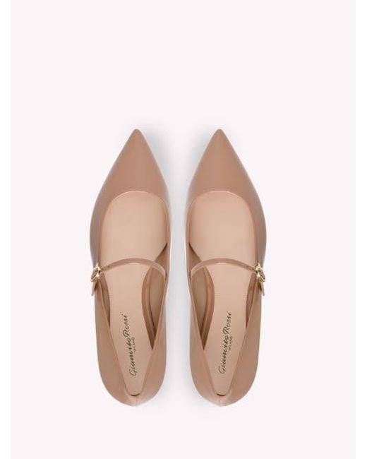 Gianvito Rossi Ribbon Jane Ballerina in Natural | Lyst