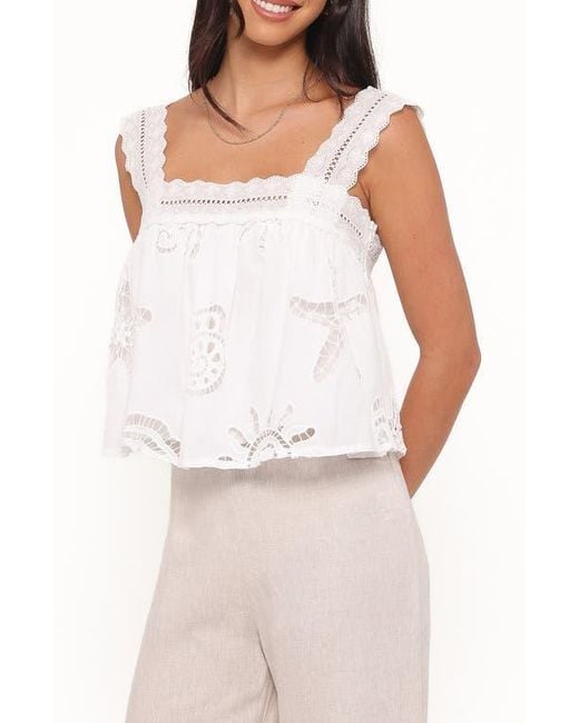 Petal & Pup Aideen Sleeveless Eyelet Top in White | Lyst