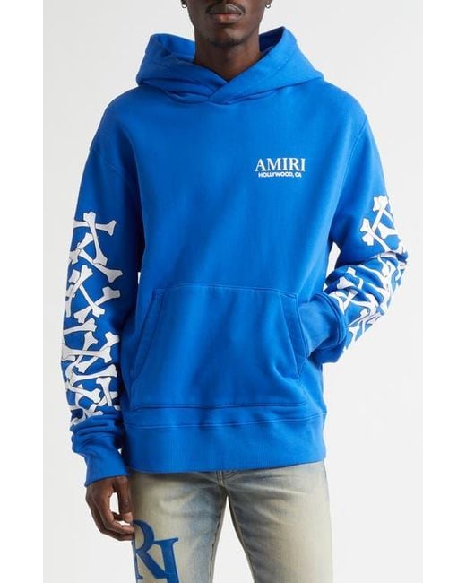 Amiri Bones Stacked Graphic Hoodie in Blue for Men | Lyst