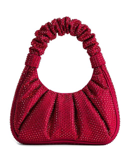JW PEI Medium Gabbi Crystal Ruched Hobo in Red | Lyst