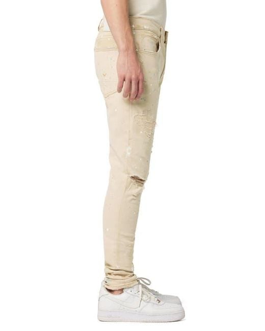 Hudson Jeans Zack Paint Splatter Ripped Stacked Skinny Jeans in Natural ...