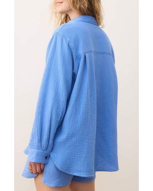 Marine Layer Jane Double Cloth Cotton Gauze Button-Up Shirt in Blue | Lyst