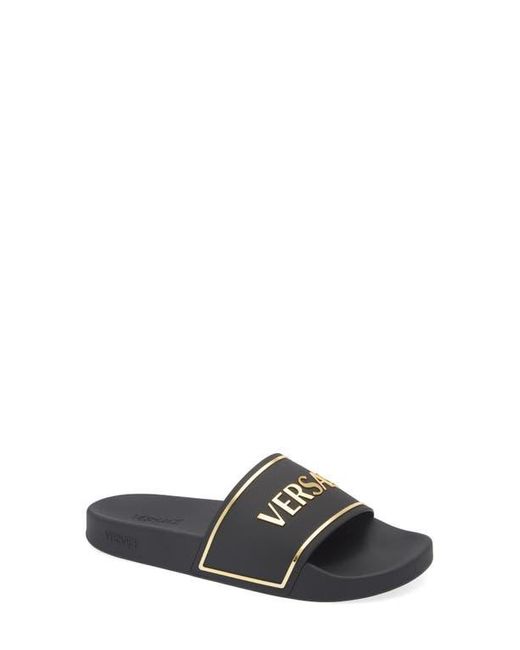 Versace Logo Pool Slide in Black | Lyst