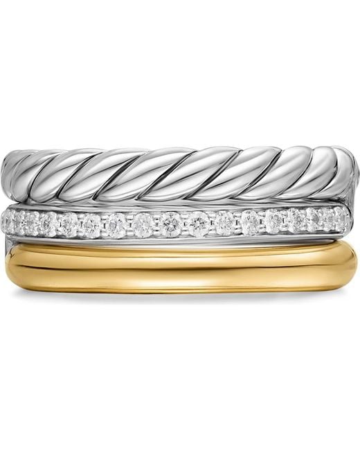 David Yurman Dy Mercer Three Row Ring in Metallic | Lyst