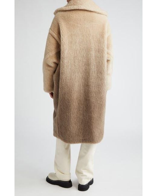 Max Mara Icon Ombré Teddy Bear Alpaca Blend Coat in Natural | Lyst