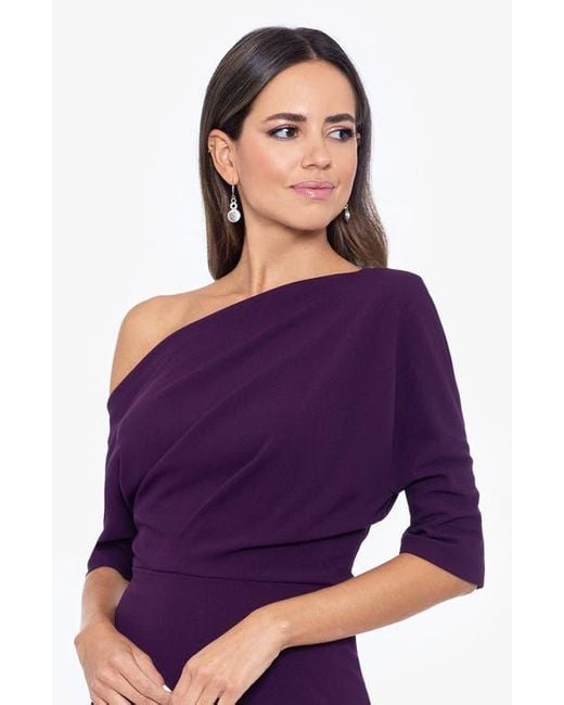 Betsy & Adam One-Shoulder Crepe Scuba Sheath Dress in Purple | Lyst