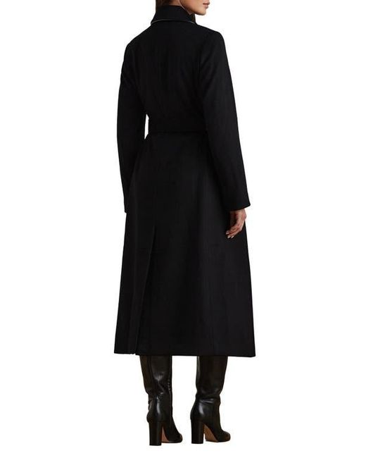 Ralph Lauren Double Breasted Wool Blend Trench Coat in Black | Lyst