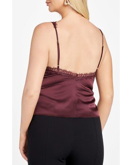 Marciano Jael Lace Trim Satin Camisole in Purple | Lyst