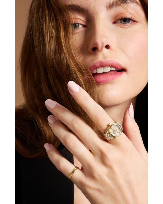 Fossil Crystal Pavé Ring Watch, 15Mm in Metallic | Lyst