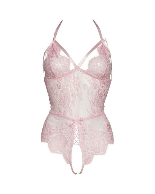 Coquette Open Gusset Lace Teddy in Purple | Lyst