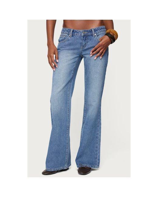 Edikted Kiarah Low Rise Flare Jeans in Blue | Lyst