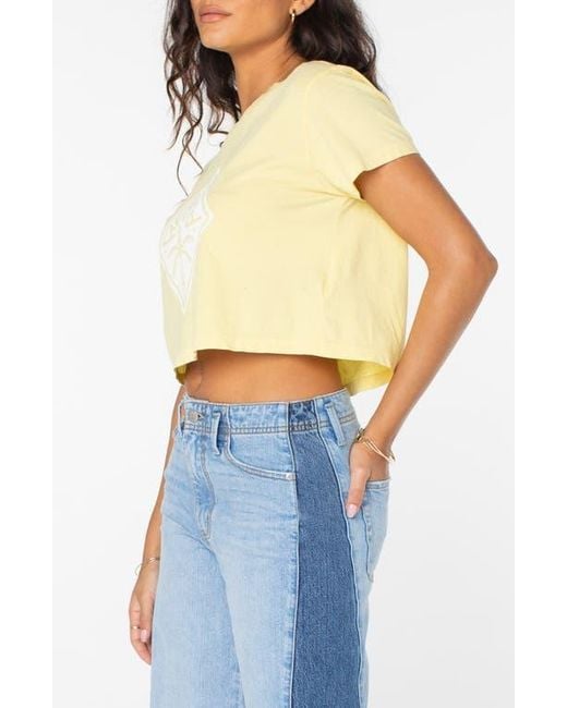 Roxy Wave Riders Cotton Crop Graphic T-Shirt in Blue | Lyst