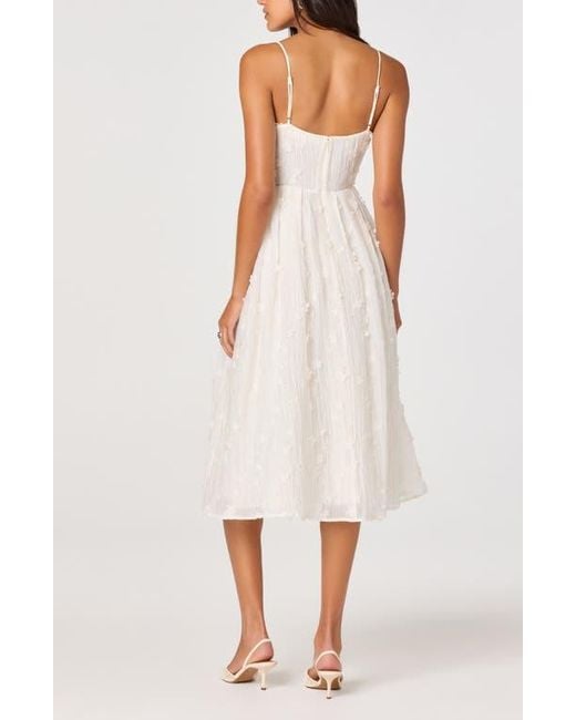 Astr Avani Floral Appliqué Fit & Flare Midi Dress in White | Lyst