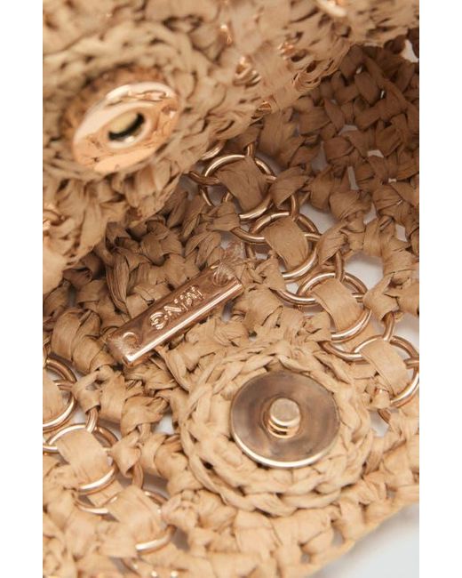 Mango Ring Embellished Woven Straw Tote in Natural | Lyst