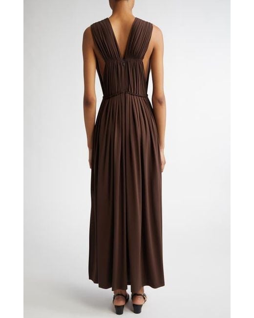 Max Mara Walter Pleated Jersey Dress in Brown | Lyst