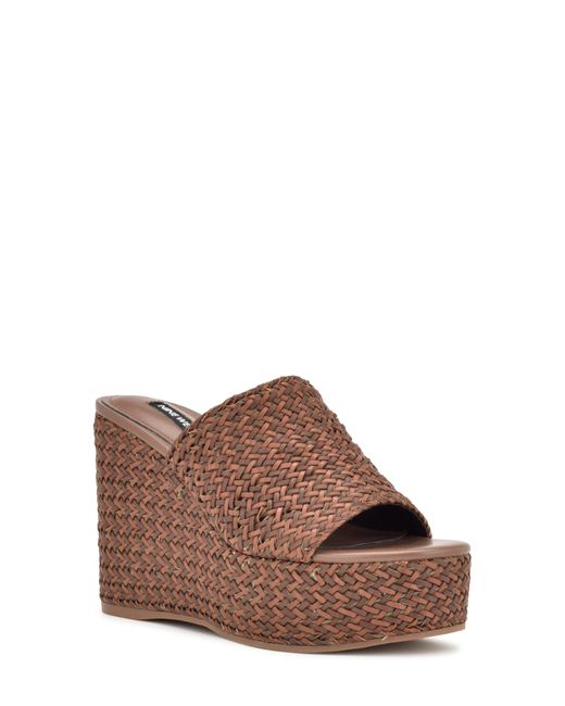 Nine West Everie Platform Wedge Sandal In Brown Lyst