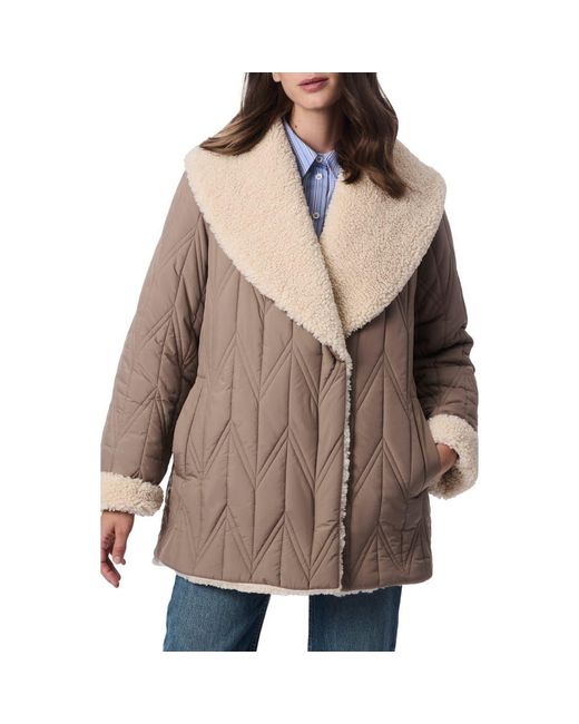 Bernardo Quilted Faux Shearling Lined Jacket in Brown | Lyst
