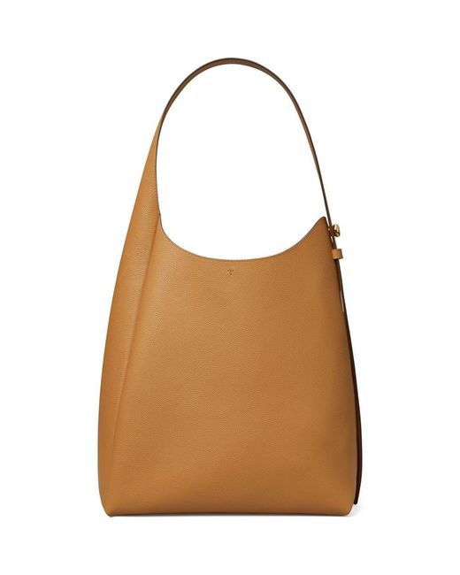 Tory Burch Romy Pebble Leather Hobo Bag in Brown | Lyst