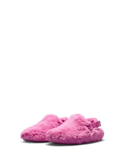 Nike Calm Faux Fur Mule in Pink | Lyst