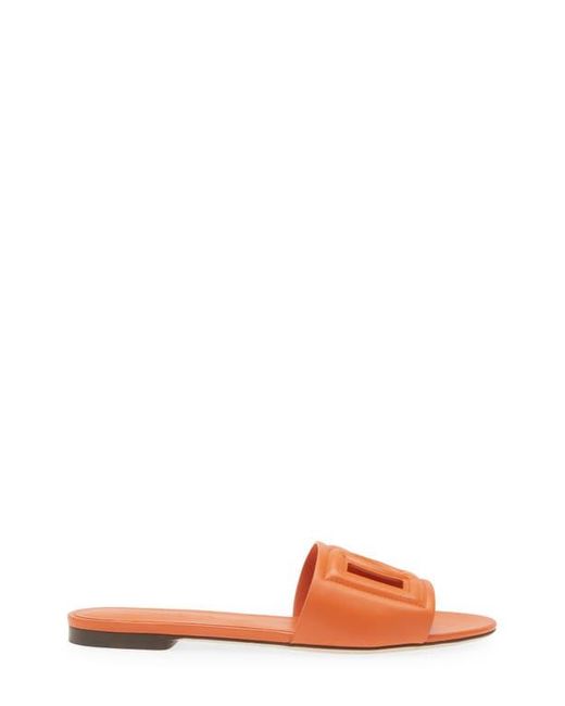 Dolce & Gabbana Bianca Interlock Slide Sandal in Orange | Lyst