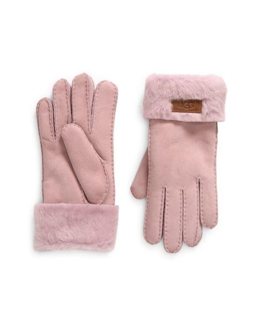 UGG Genuine Shearling Turn Cuff Gloves in Pink | Lyst