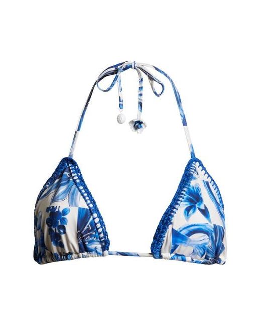 FARM Rio Garden Tiles Triangle Bikini Top in Blue | Lyst