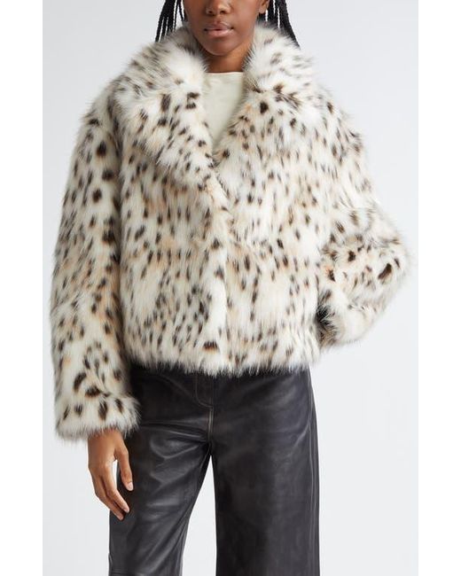Stand Studio Samara Leopard Faux Fur Jacket in White | Lyst