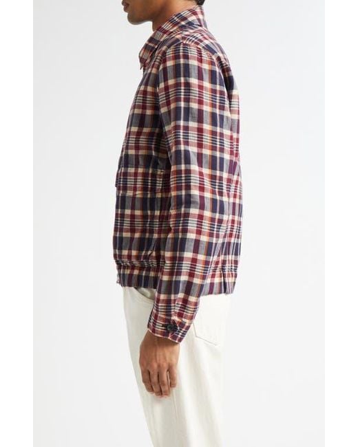 Drake's Madras Plaid Waxed Cotton Blouson Jacket in Red for Men | Lyst