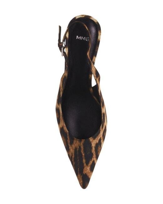 Mango Leopard Print Pointed Toe Slingback Pump in Brown | Lyst