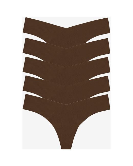 Commando Classic Solid Thong 5-Pack in Brown | Lyst