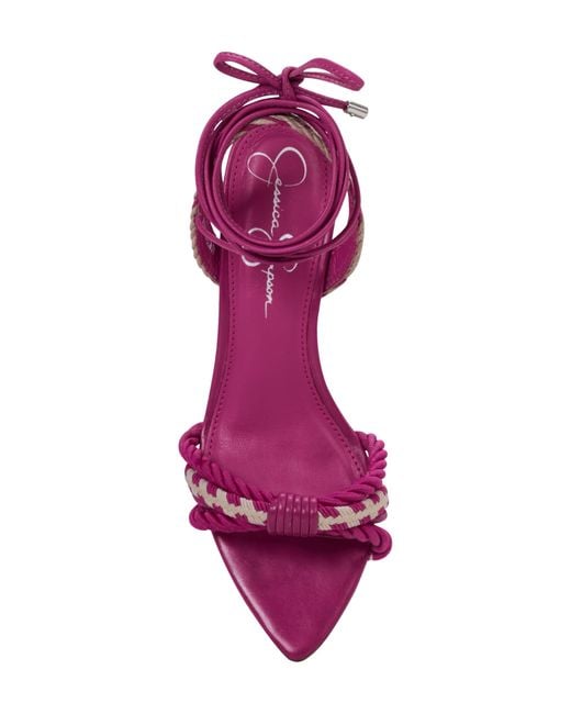 Jessica Simpson Prim Ankle Wrap Pointed Toe Sandal in Pink | Lyst