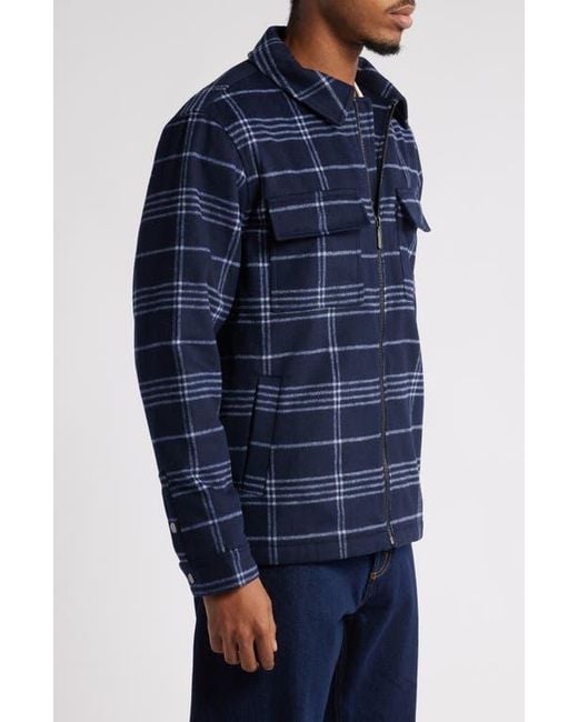 Open Edit Plaid Flannel Zip-Up Shirt Jacket in Blue for Men | Lyst
