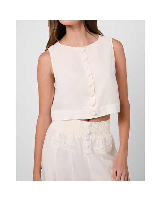 WeWoreWhat Boxy Linen Boatneck Top in White | Lyst