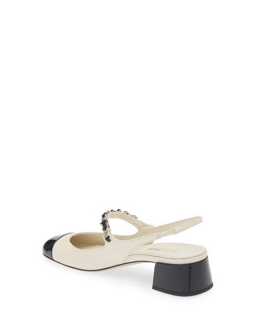Miu Miu Chain Strap Slingback Cap Toe Pump in Metallic | Lyst