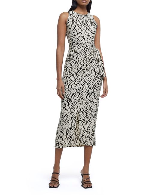 River Island Spot Faux Wrap Sheath Dress Lyst