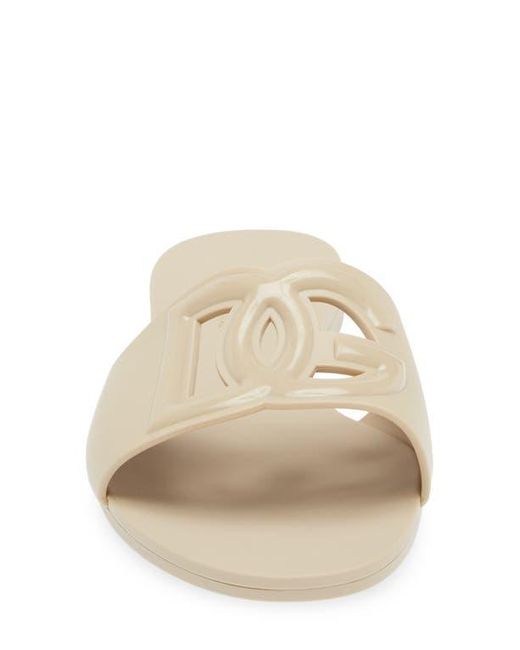 Dolce & Gabbana Bianca Interlock Slide Sandal in Natural | Lyst