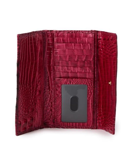 Brahmin Cordelia Croc Embossed Leather Trifold Wallet in Red | Lyst