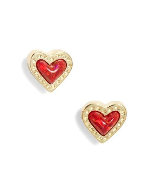 Kendra Scott Mini Ari Heart Stud Earrings in Red | Lyst