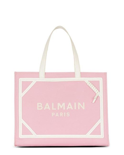 Balmain Medium B-Army Logo Canvas Shopper Tote in Pink | Lyst