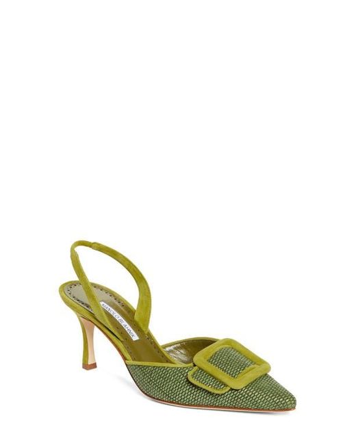 Manolo Blahnik Mayslibi Buckle Slingback Pump in Yellow | Lyst