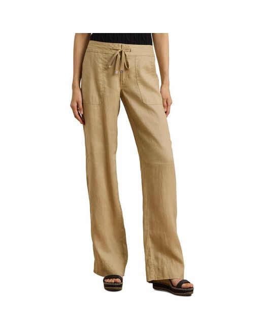 Ralph Lauren Linen Drawstring Pants in Natural | Lyst
