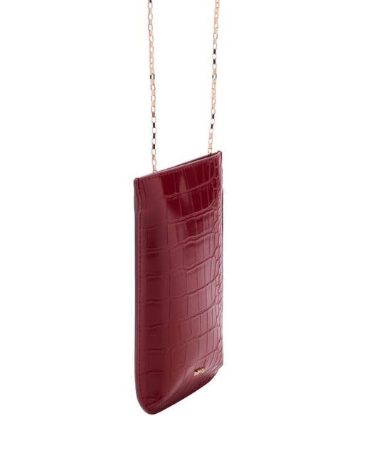 Mango Croc Embossed Faux Leather Phone Pouch in Red | Lyst