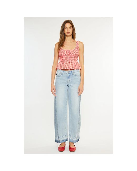 Kancan Carlise Mid Rise Wide Leg Jean in Blue | Lyst